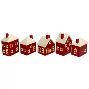 Holiday | Red Holiday Ceramic Village 5piece Houses Set | Poshmark